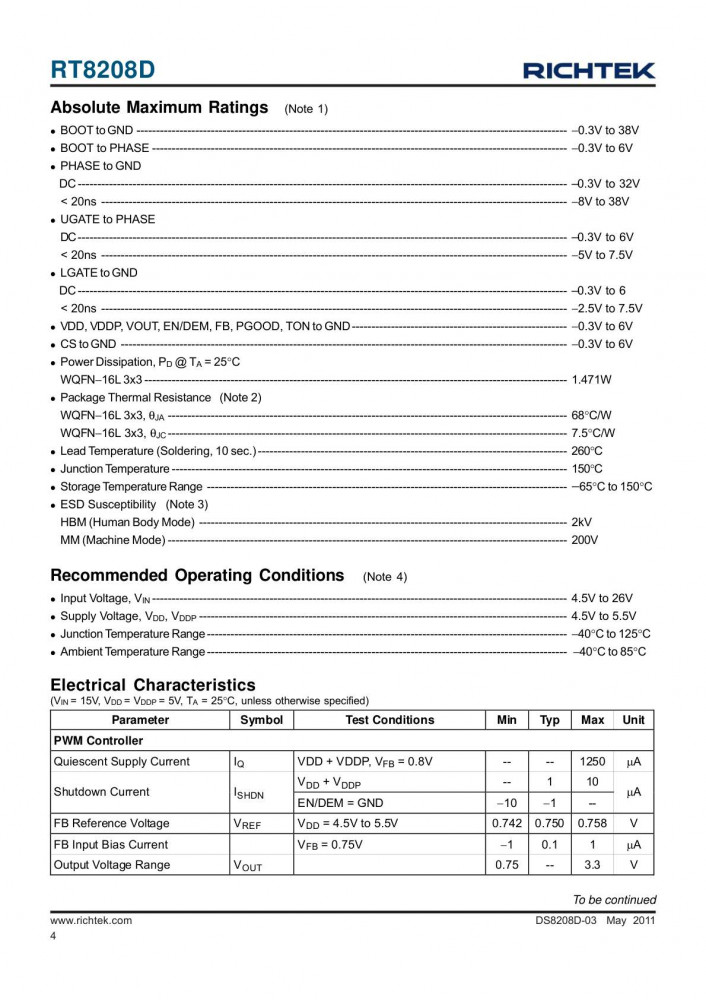 RT8208D datasheet page 4