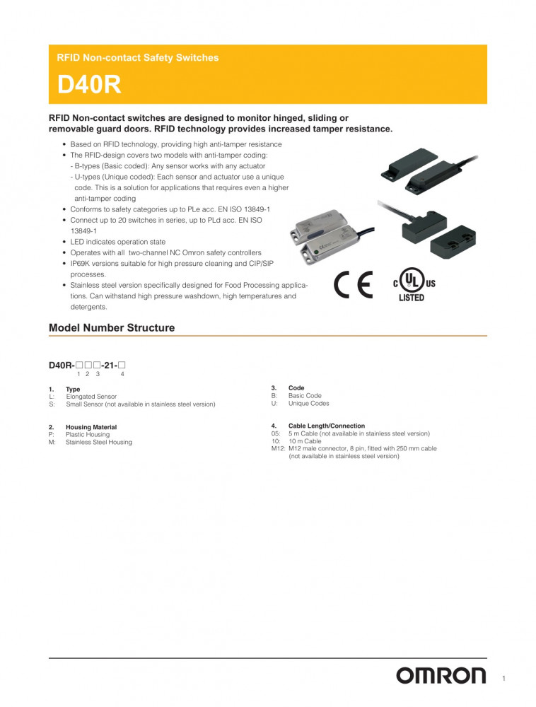 OMRON D40R technical document page 1