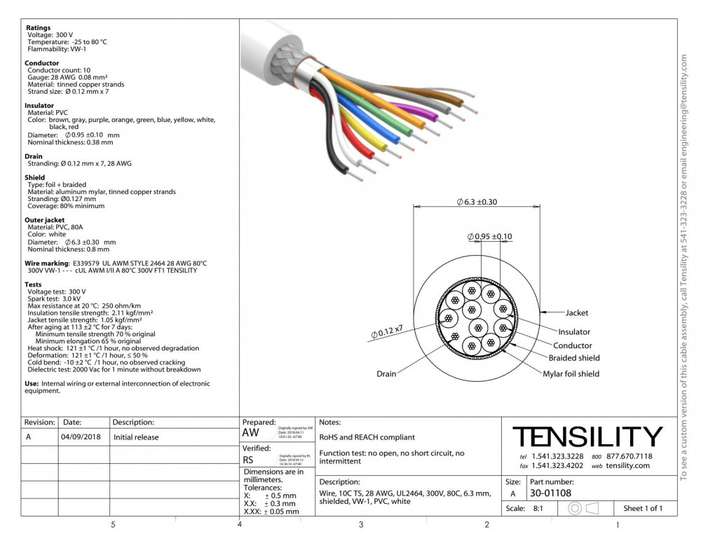 Tensility International 30-01108 product drawing