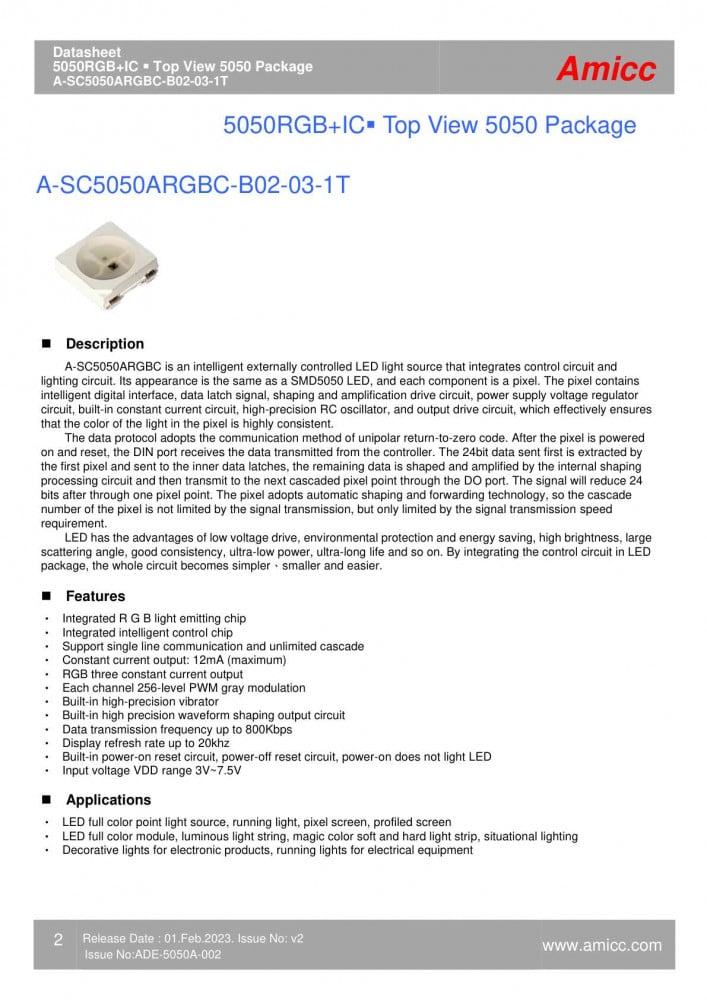 A-SC5050ARGBC-B02-03-1T approval sheet page 2