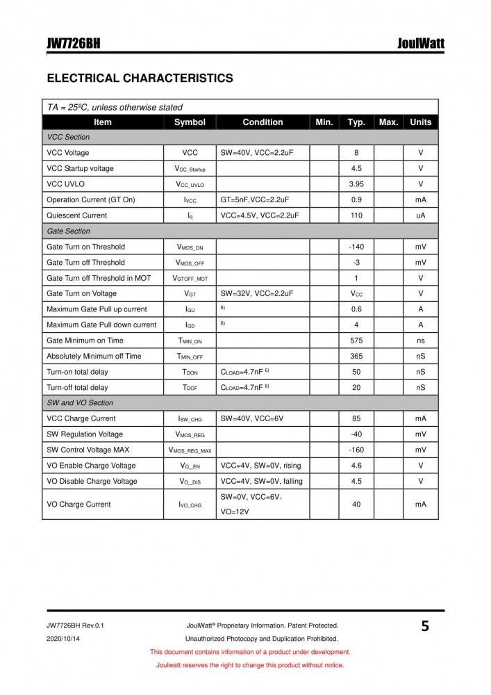 JW7726BH datasheet page 5
