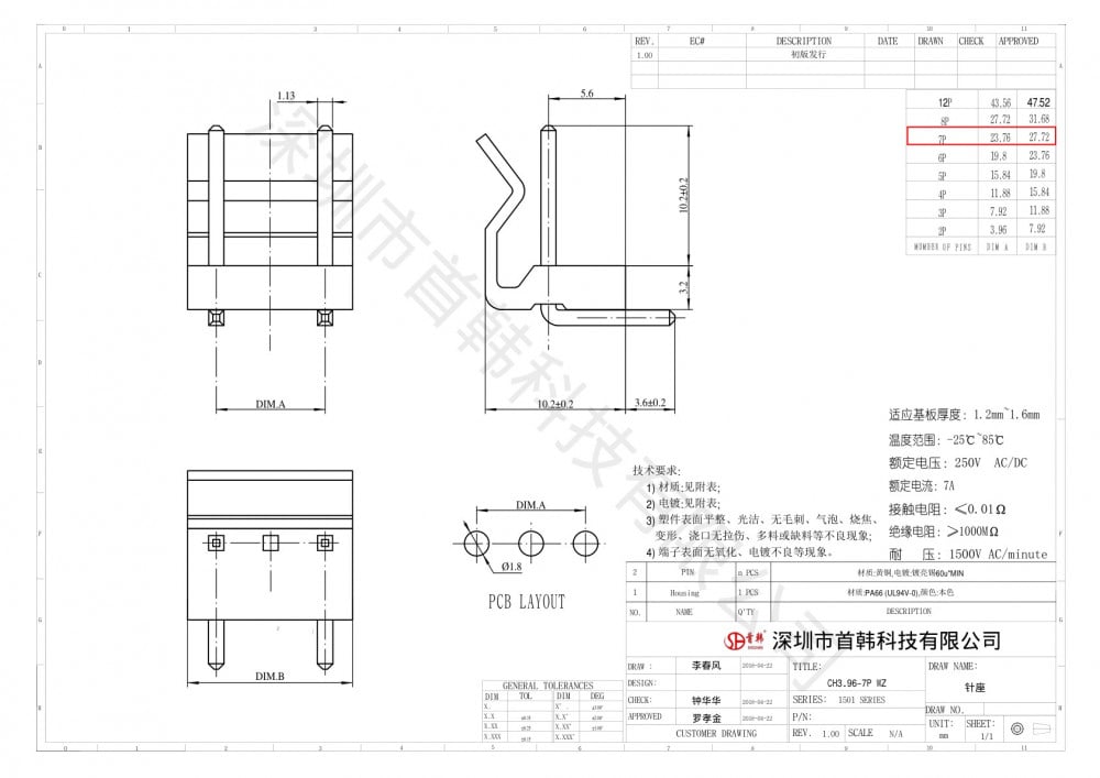 CH3.96-7P WZ specification page 1