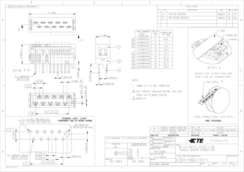 TE Connectivity 1-2178713-0 controlled drawing preview