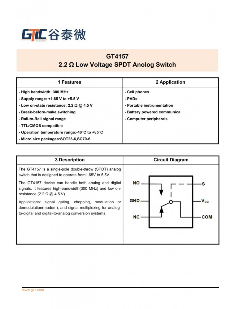 GT4157S6 datasheet page 1