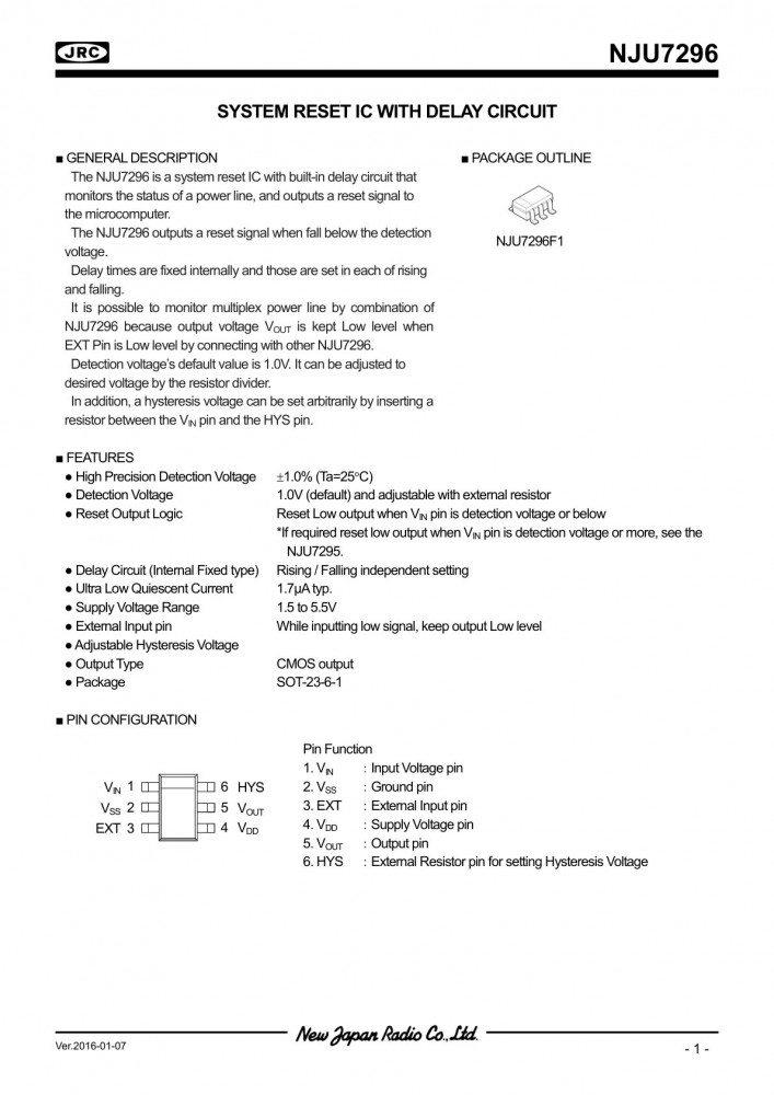 NJU7296 datasheet page 1