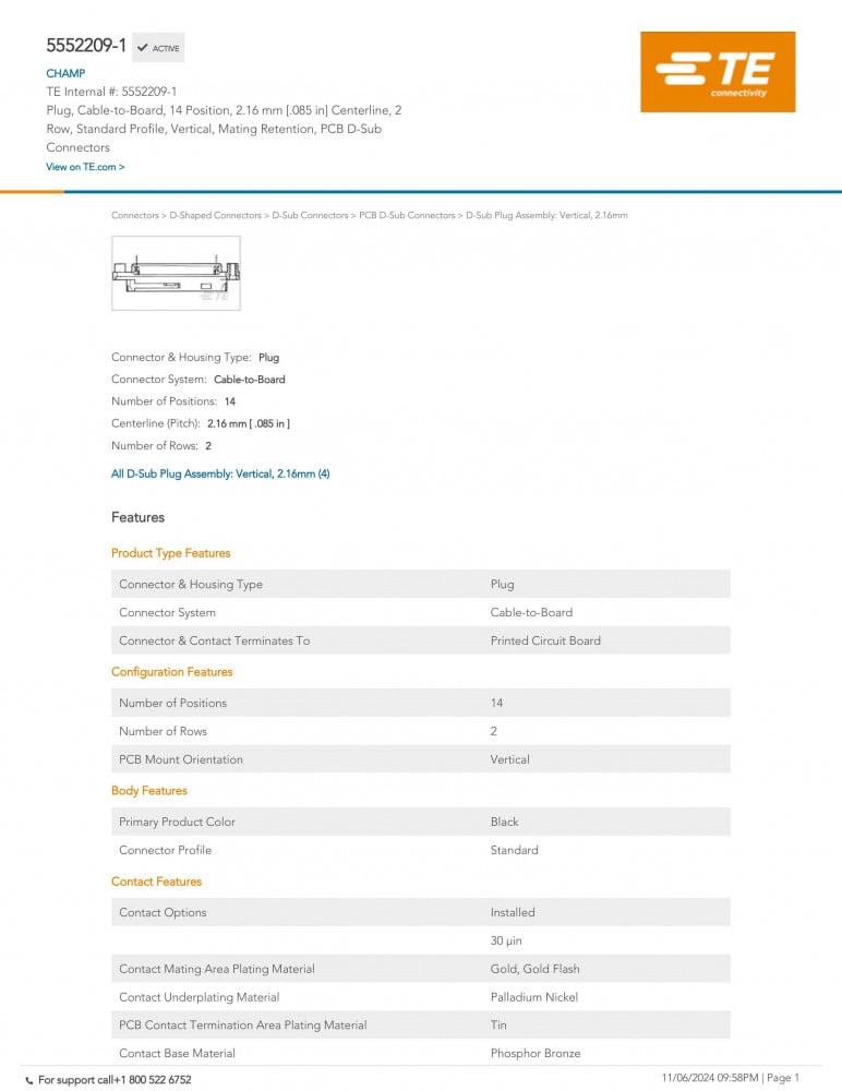 TE Connectivity 5552209-1 technical document page 1