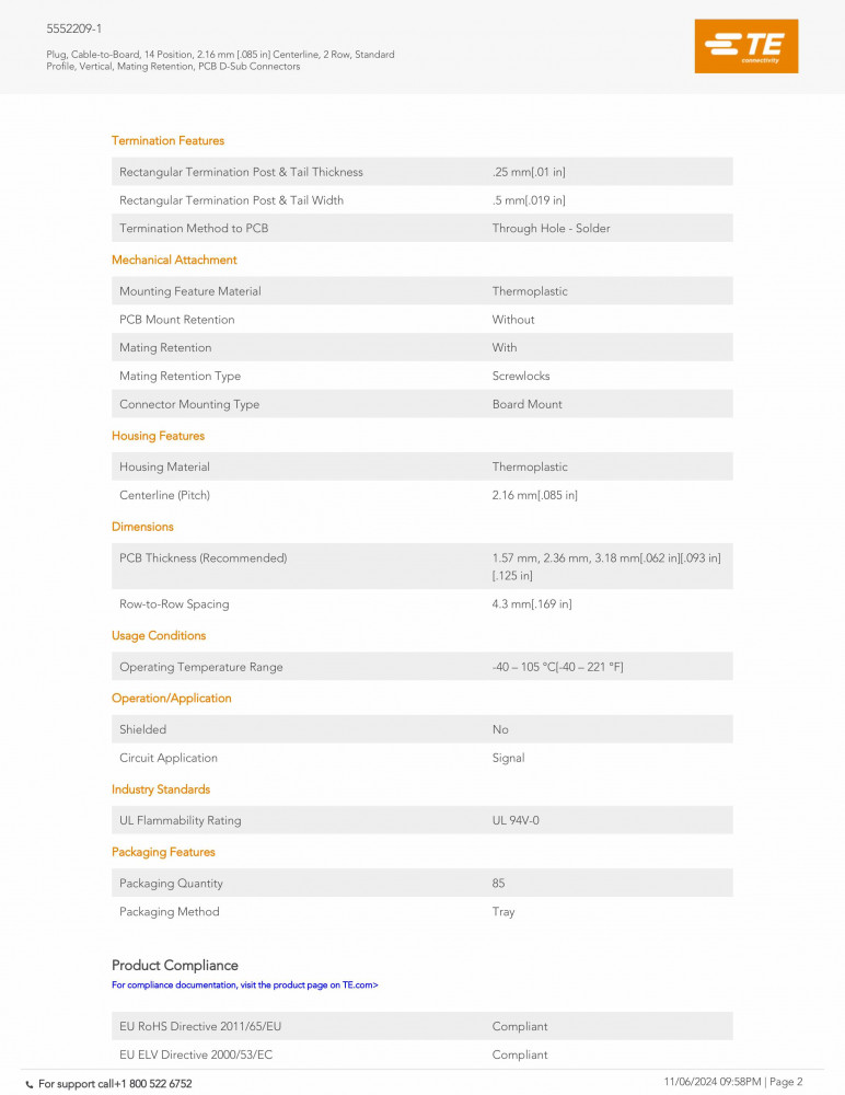 TE Connectivity 5552209-1 technical document page 2