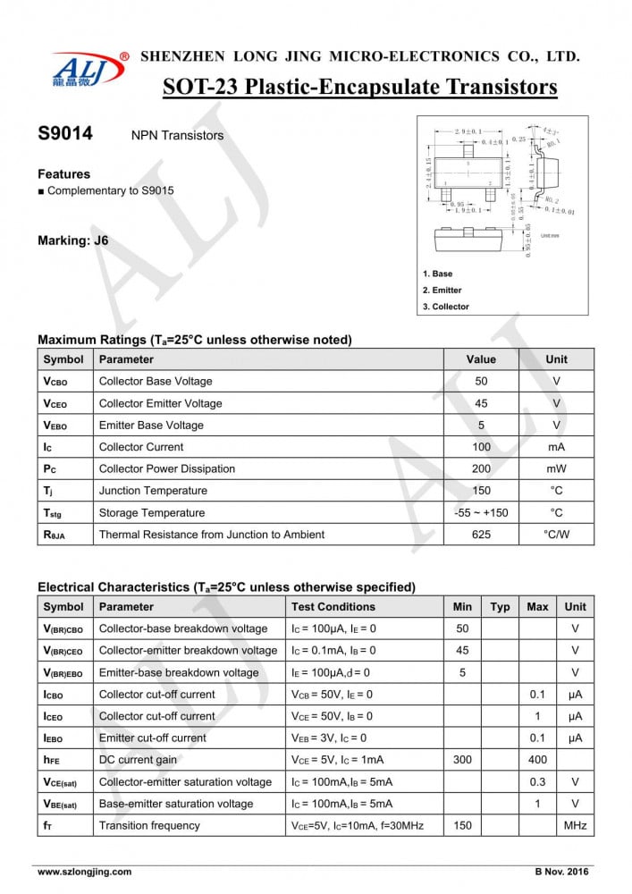 ALJ S9014 datasheet page 1
