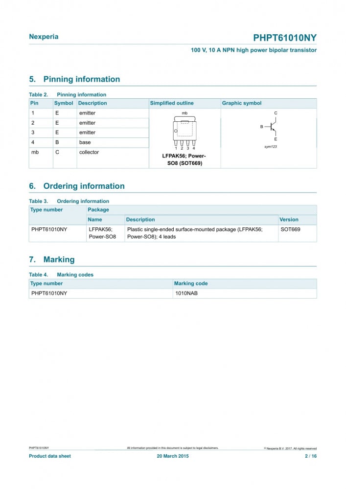 PHPT61010NYX datasheet page 2