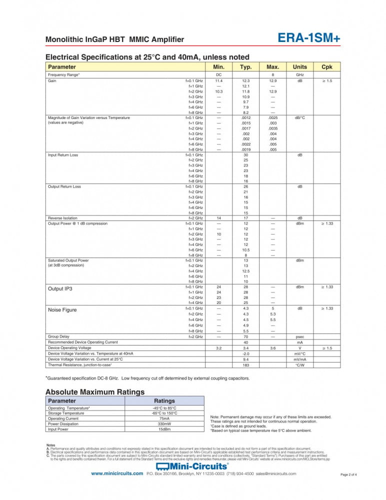 ERA-1SM+ technical document page 2