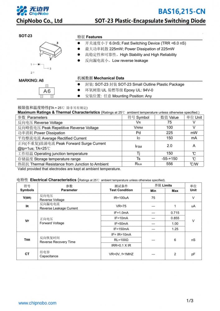 BAS16,215-CN datasheet page 1