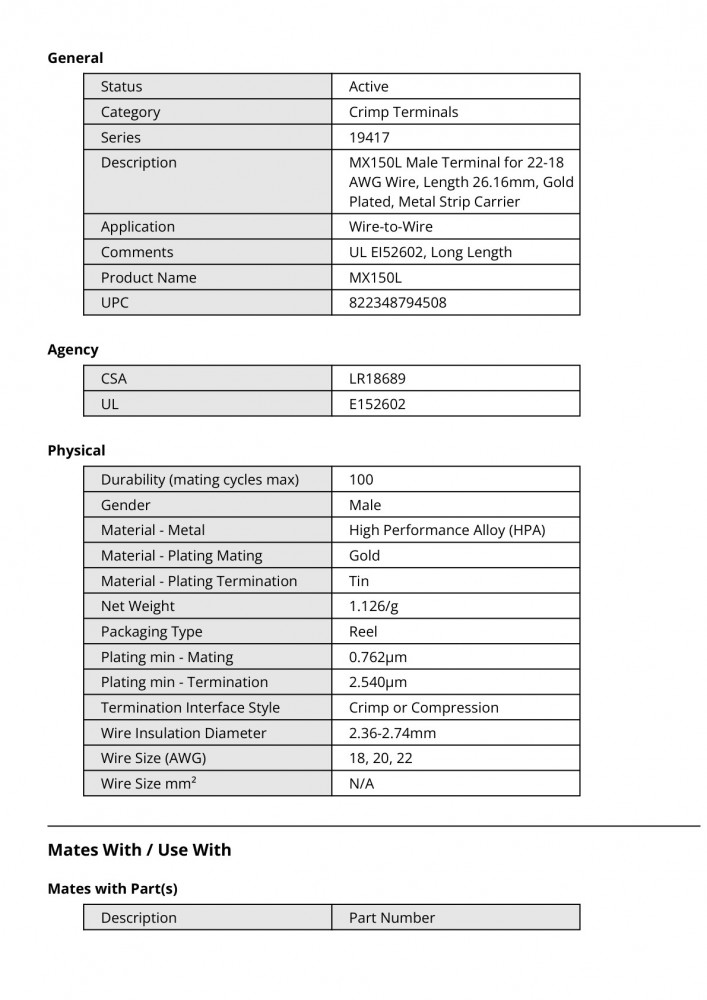 MOLEX 194170030 product document image, page 2