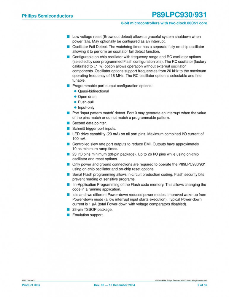 P89LPC931FDH datasheet page 2