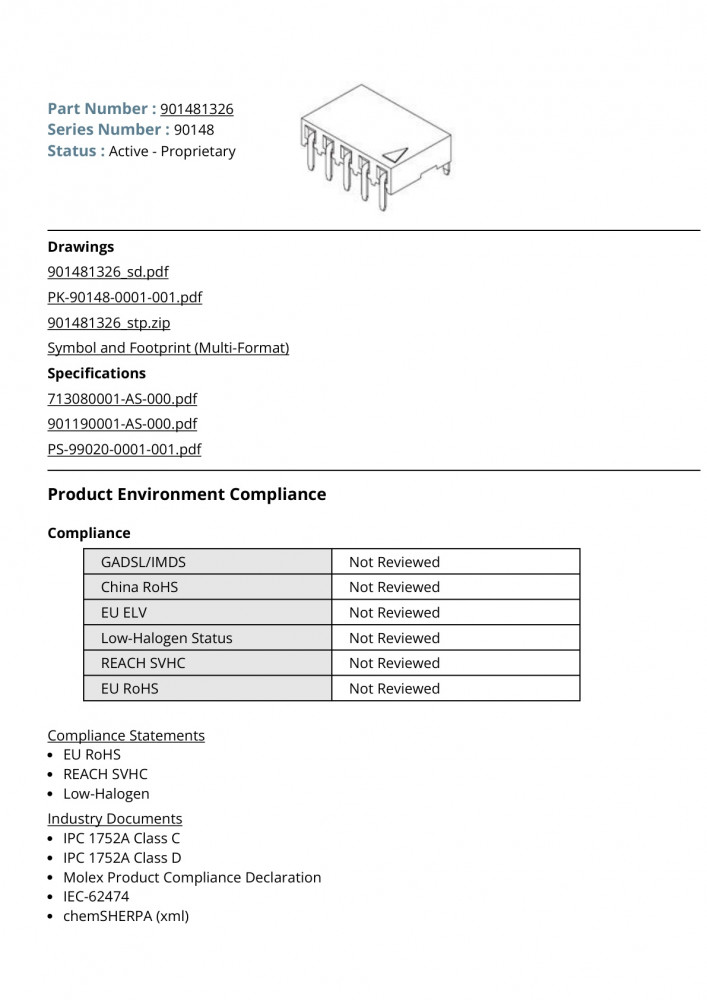 MOLEX 901481326 technical document preview, page 1