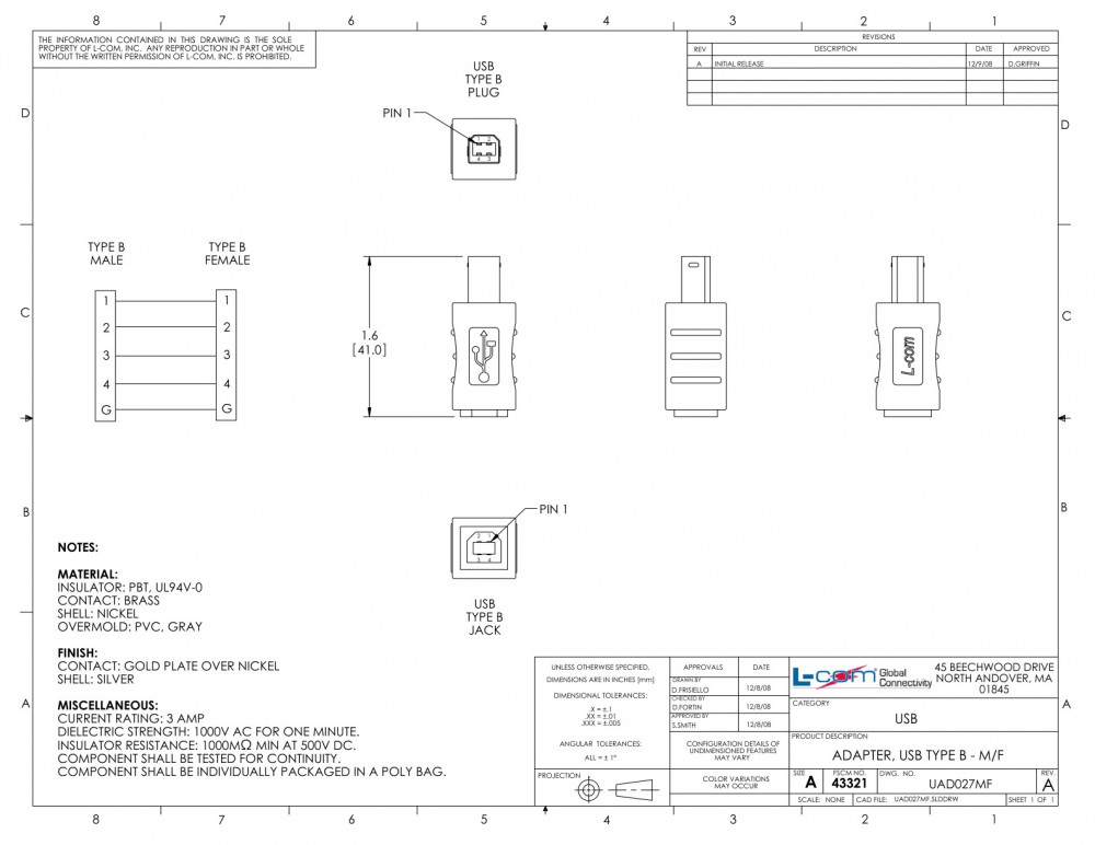 L-com UAD027MF technical document preview