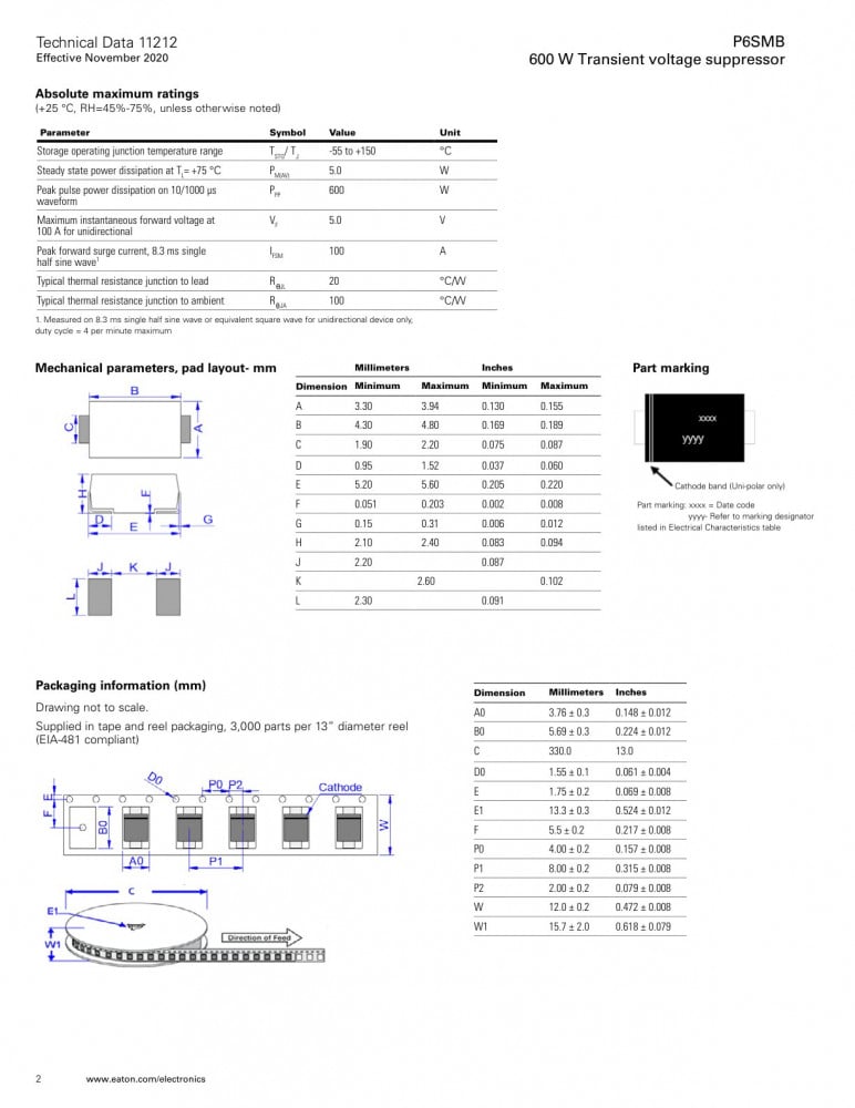 EATON P6SMB datasheet page 2
