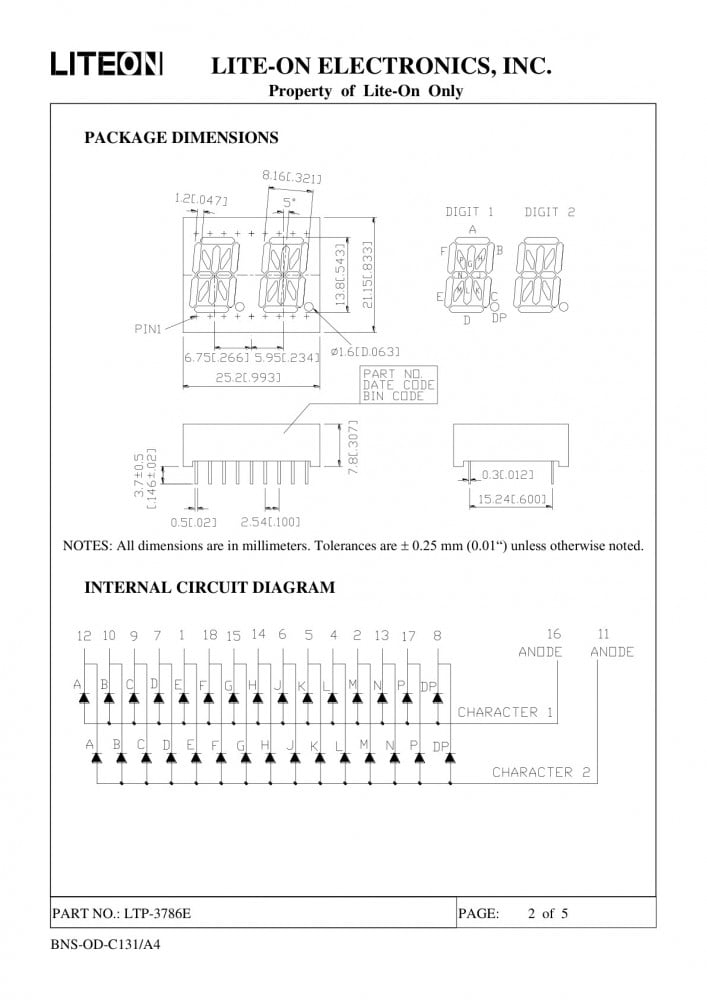 LTP-3786E datasheet page 3