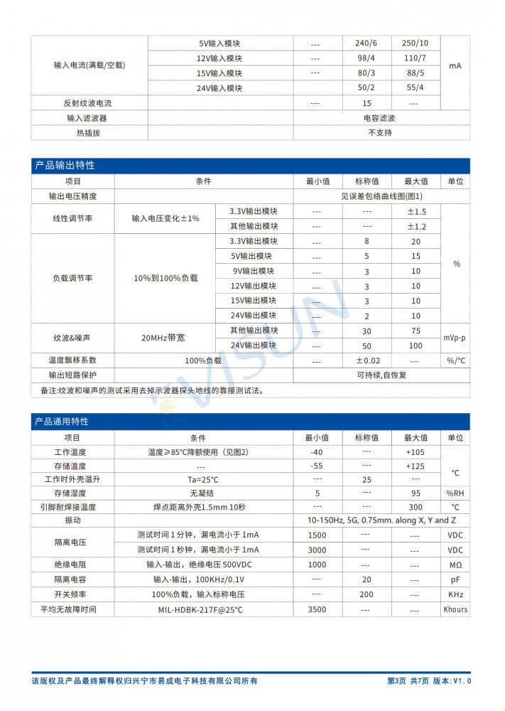 EVISUN A0524S-1WR3 datasheet page 3