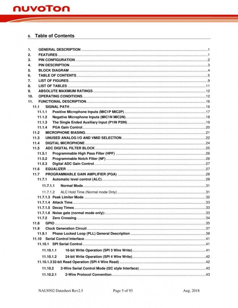 NAU8502 datasheet page 5