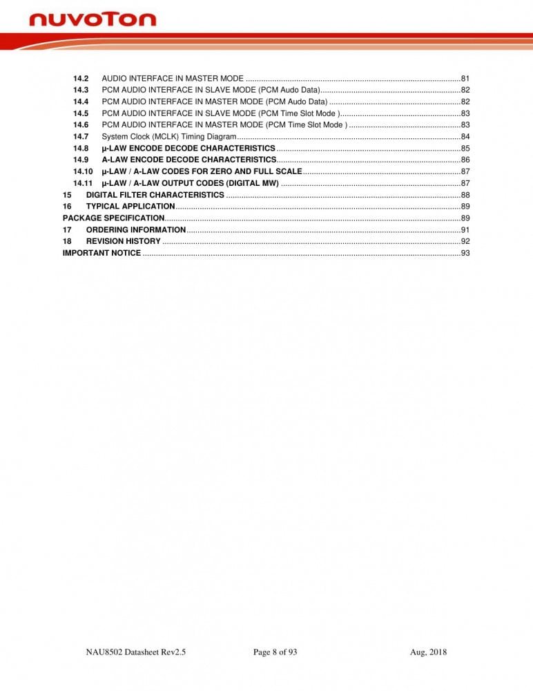 NAU8502 datasheet page 8