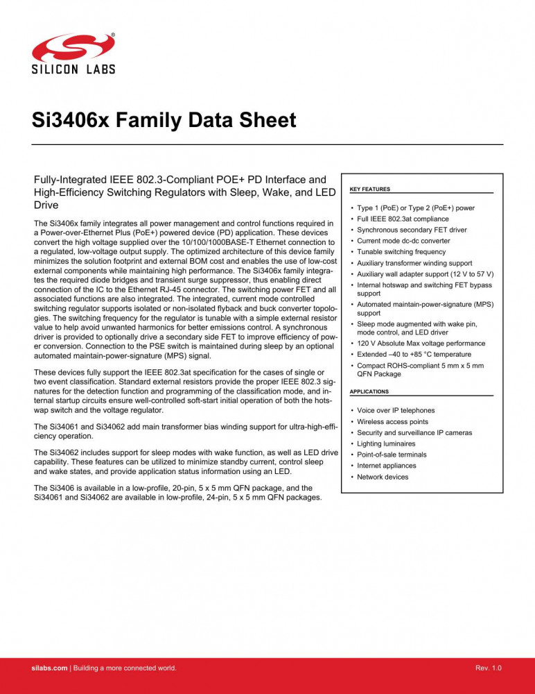 Si3406x datasheet page 1