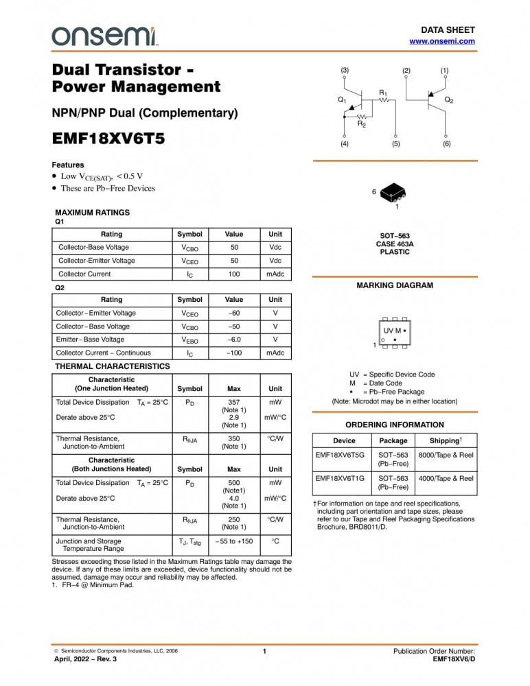 EMF18XV6T5G datasheet page 1