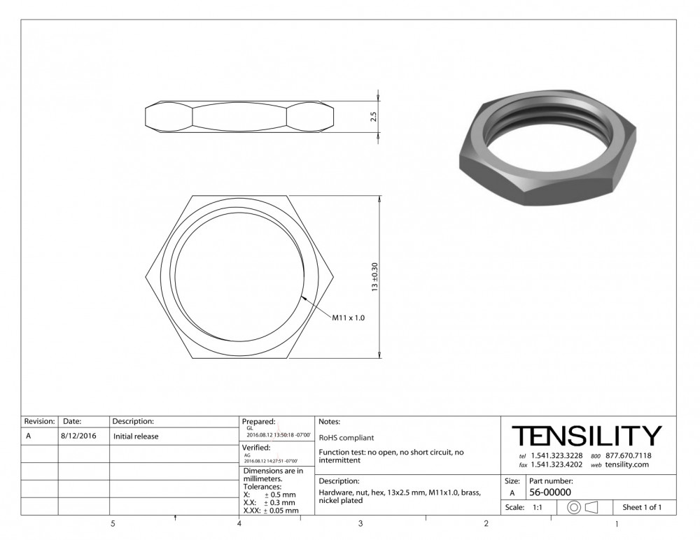 Tensility International 56-00000 product drawing