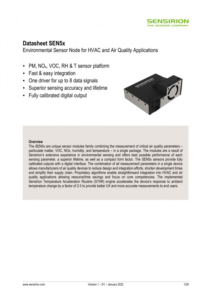 SEN5x document page 1