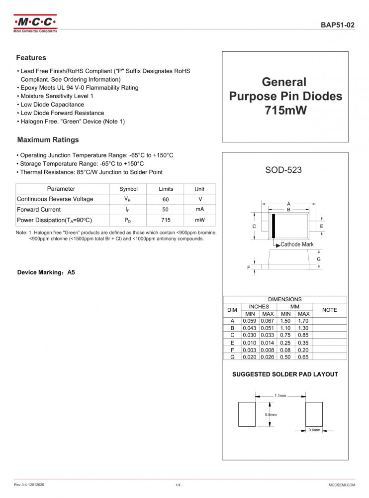 BAP51-02-TP datasheet page 1