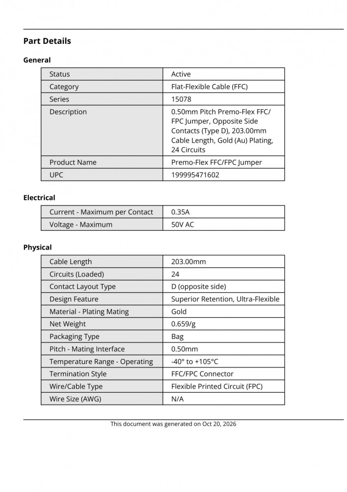 Molex 15078 family specification page 2
