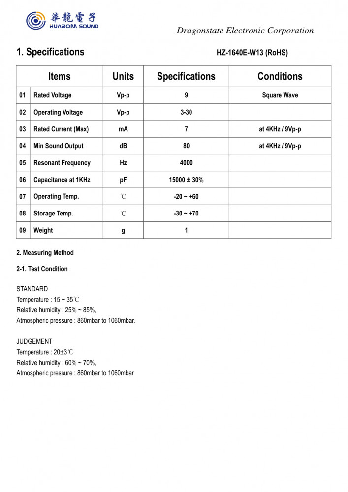 HZ-1640E-W13 approval specification page 2