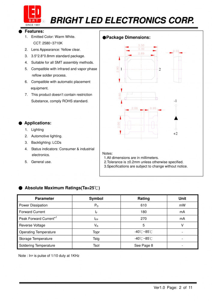 BL-2835W10-28-R90 datasheet page 1