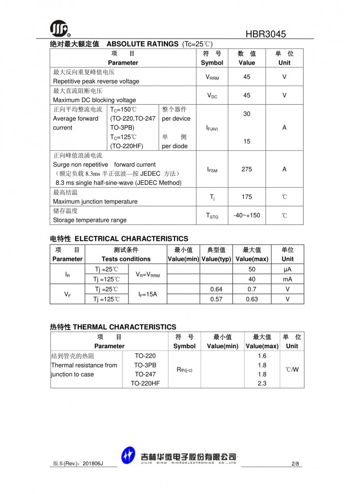 HBR3045-220 datasheet page 2