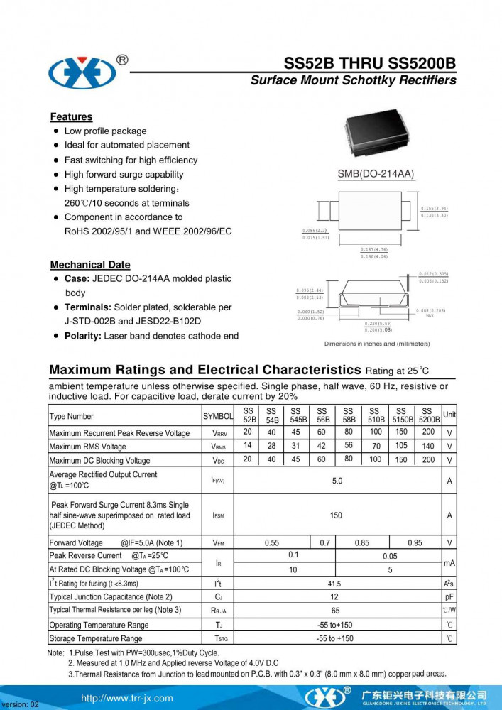 JUXING SS56B datasheet page 1