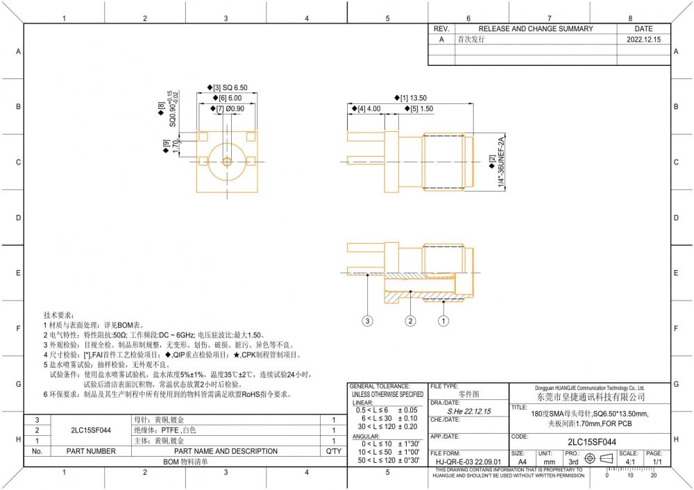 HJ Tech 2LC15SF044 technical document page