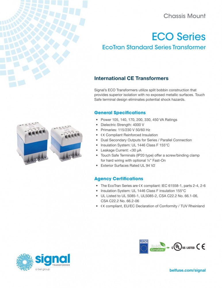 ECO Series transformer datasheet page 1