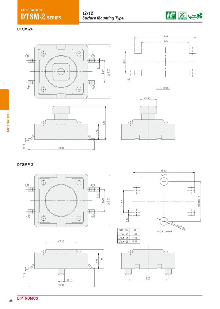 Diptronics DTSM series datasheet page 2
