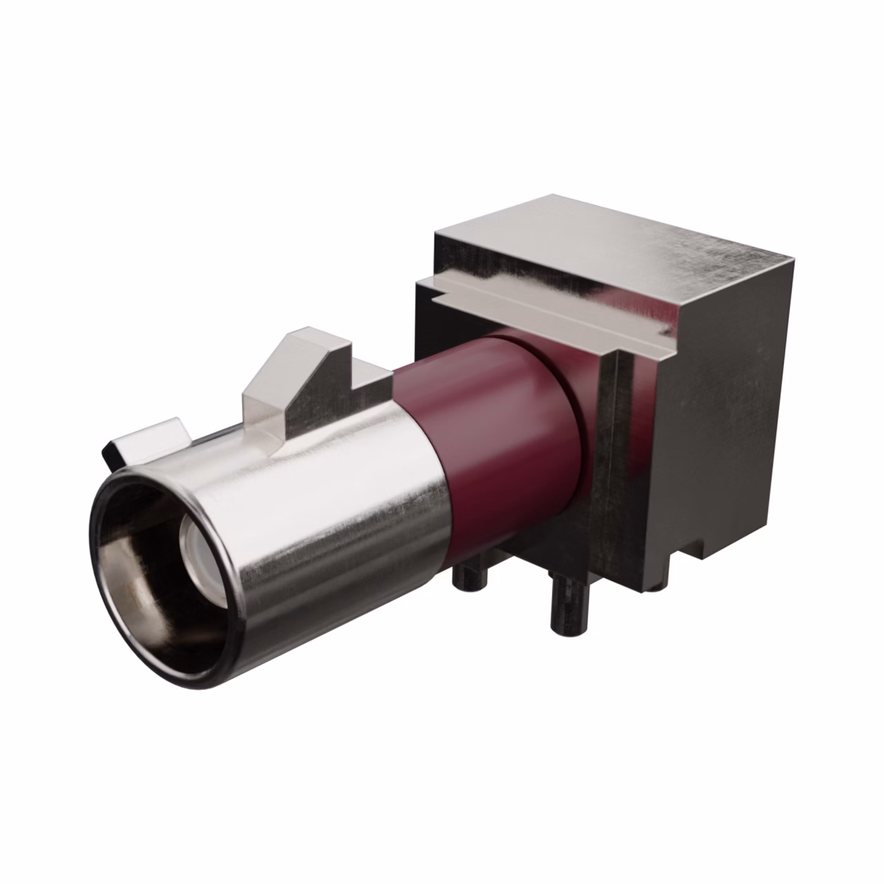FAKRA Jack, Right-Angle, PCB Receptacle, Through Hole, Die Cast Body, Tin (Sn) Plated,Keying Code D, Tray, 50 Ohms for sale