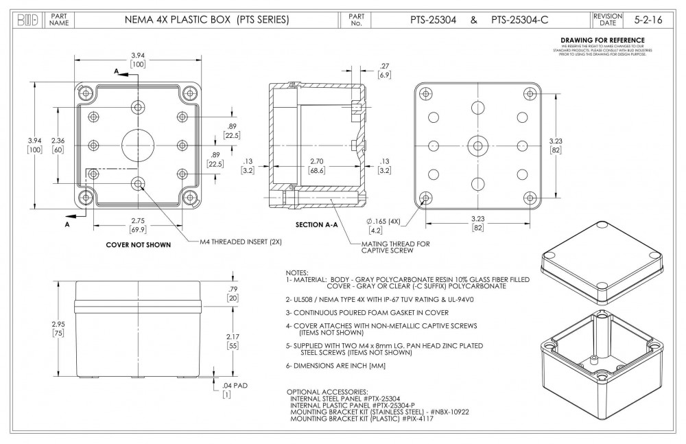 PTS-25304-C product drawing and technical reference