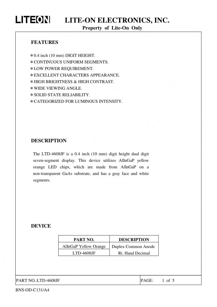 LTD-4608JF datasheet page 2