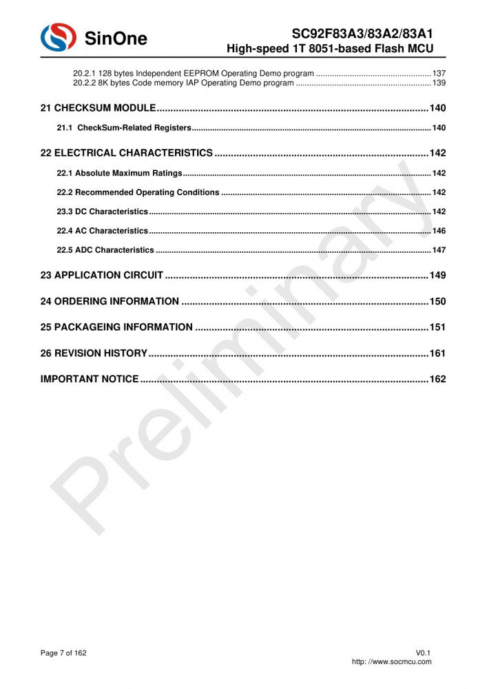 SC92F83A1 datasheet page 7