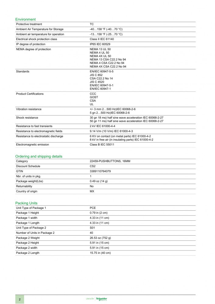 XB6AE3B1B technical document page 2