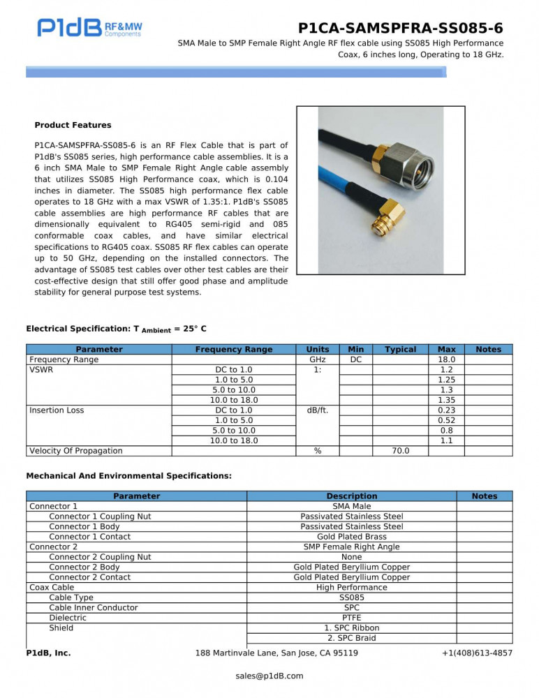 P1CA-SAMSPFRA-SS085-6 technical document image 1