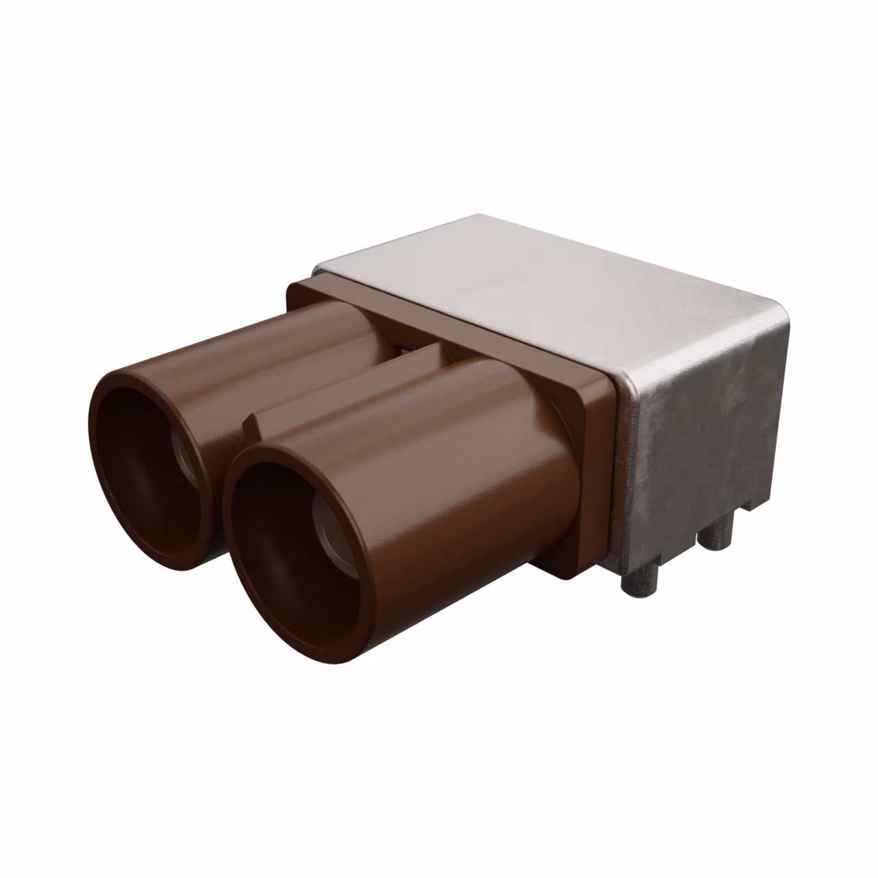 FAKRA Jack, Dual, Right-Angle, PCB Receptacle, Through Hole, Die Cast Body, Tin (Sn) Plated, Keying Code F, Brown, 50 Ohms for sale