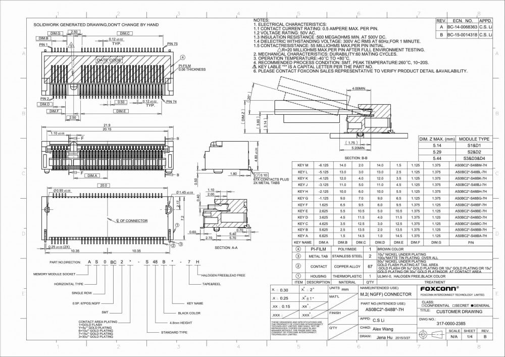 FOXCONN AS0BC21-S48BE-7H drawing page 1