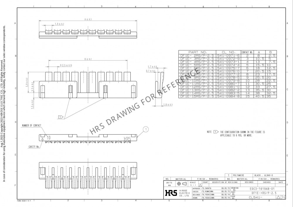 HRS DF1E-7RS/P-2.5 technical drawing page