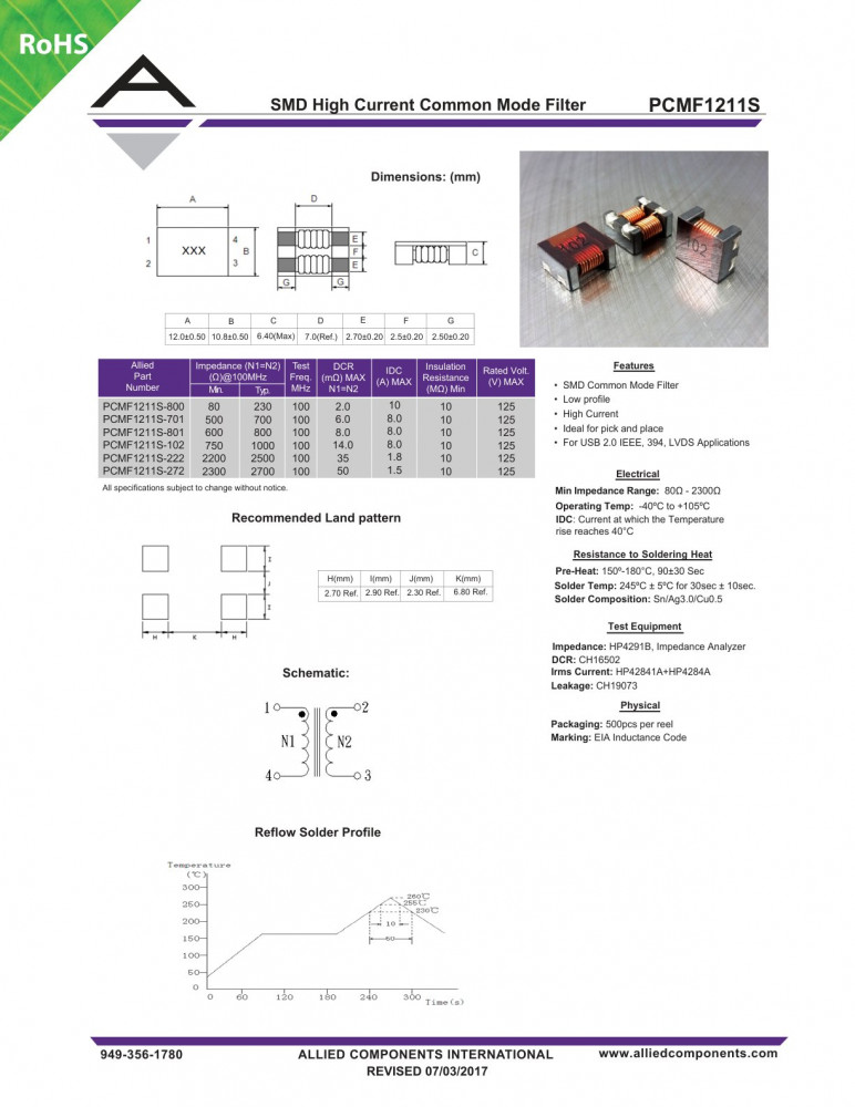PCMF1211S-800 technical document, page 1