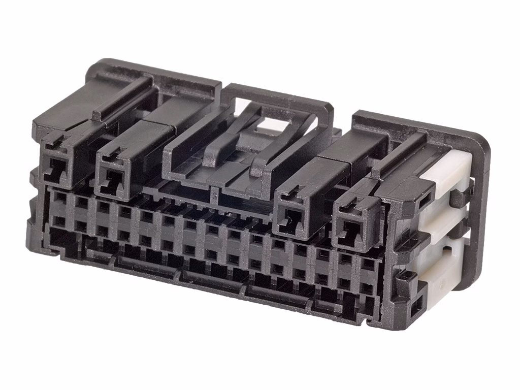 Mini50 Sealed Receptacle Housing, Dual Row, with CPA, 16 Circuits, Polarization Option C, Dark Gray