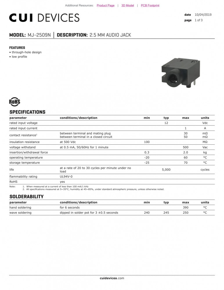 MJ-2509N datasheet page 1