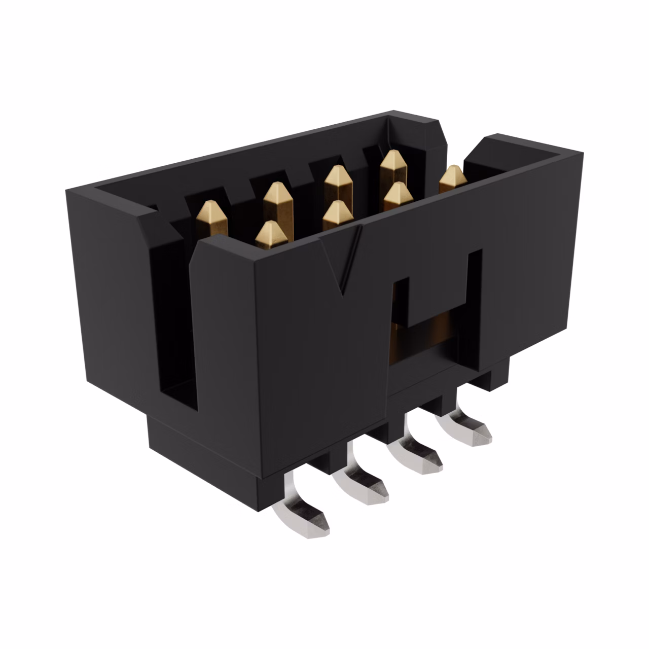 2.00mm Pitch, Milli-Grid PCB Header, Dual Row, Vertical, Surface Mount, Shrouded, 8 Circuits, 0.38µm Gold (Au) Plating, Dual Side Slots, Center Friction Lock, Tube